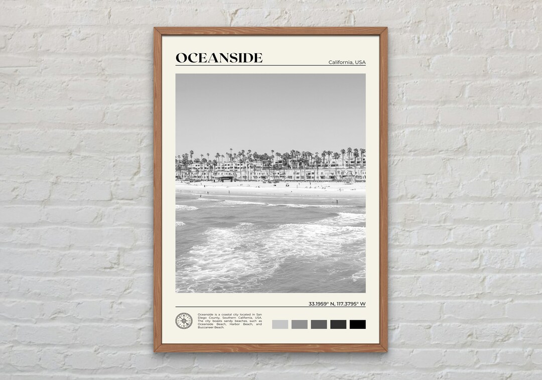 Black and White, Oceanside Print, Oceanside Wall Art, Oceanside Poster ...