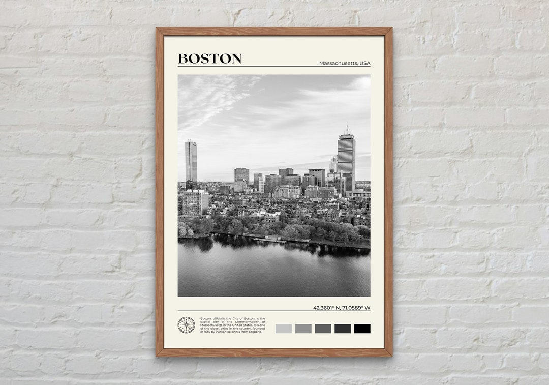Black and White, Boston Print, Boston Wall Art, Boston Poster, Boston ...