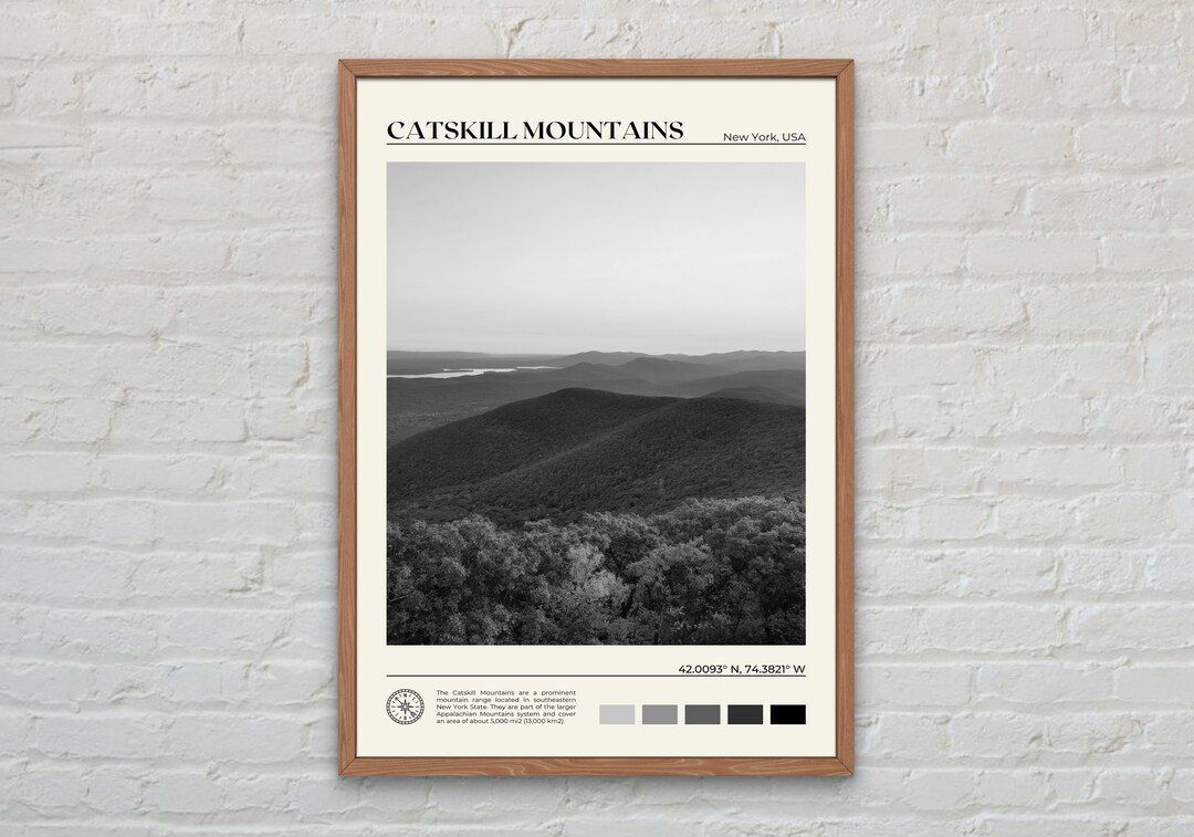 Black and White, Catskill Mountains Print, Catskill Mountains Wall Art ...
