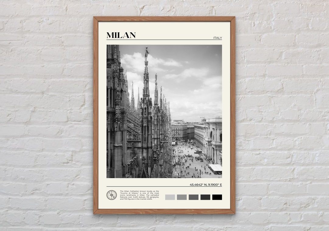 Black and White, Milan Print, Milan Wall Art, Milan Poster, Milan Photo ...