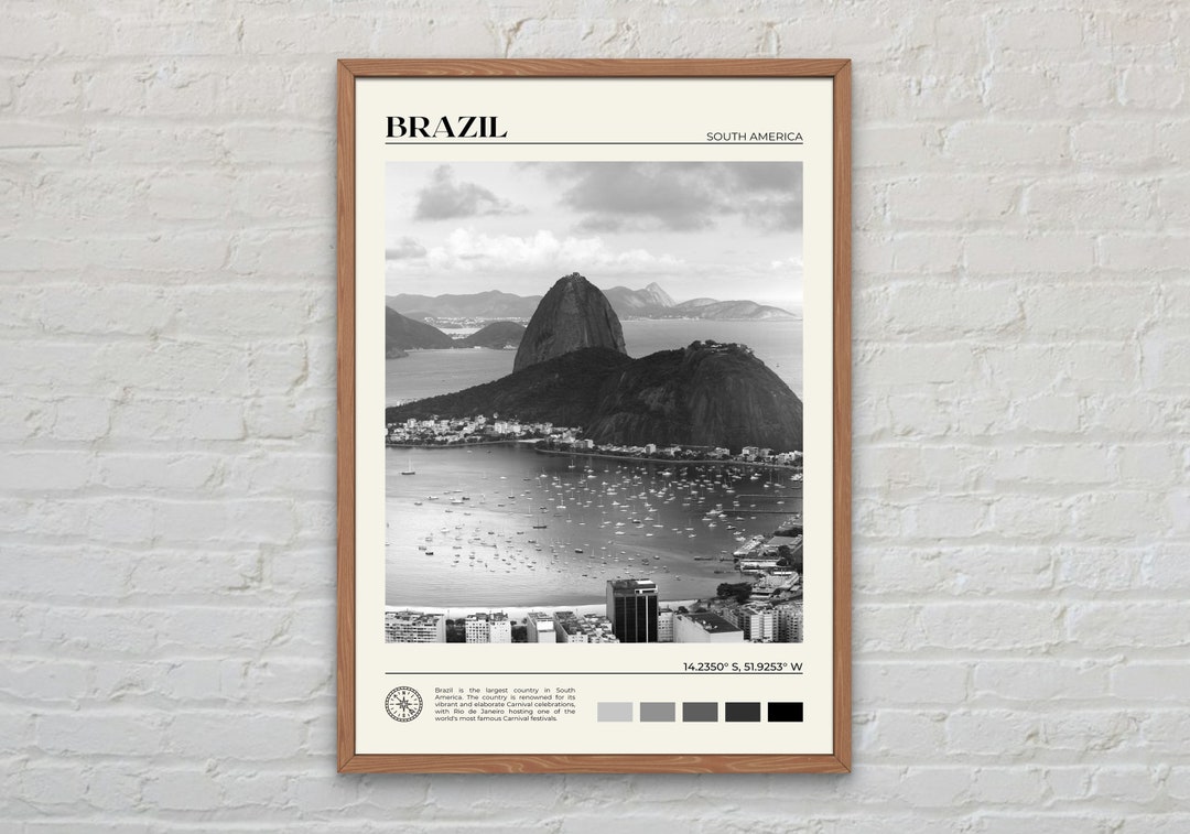 Black and White, Brazil Print, Brazil Wall Art, Brazil Poster, Brazil ...