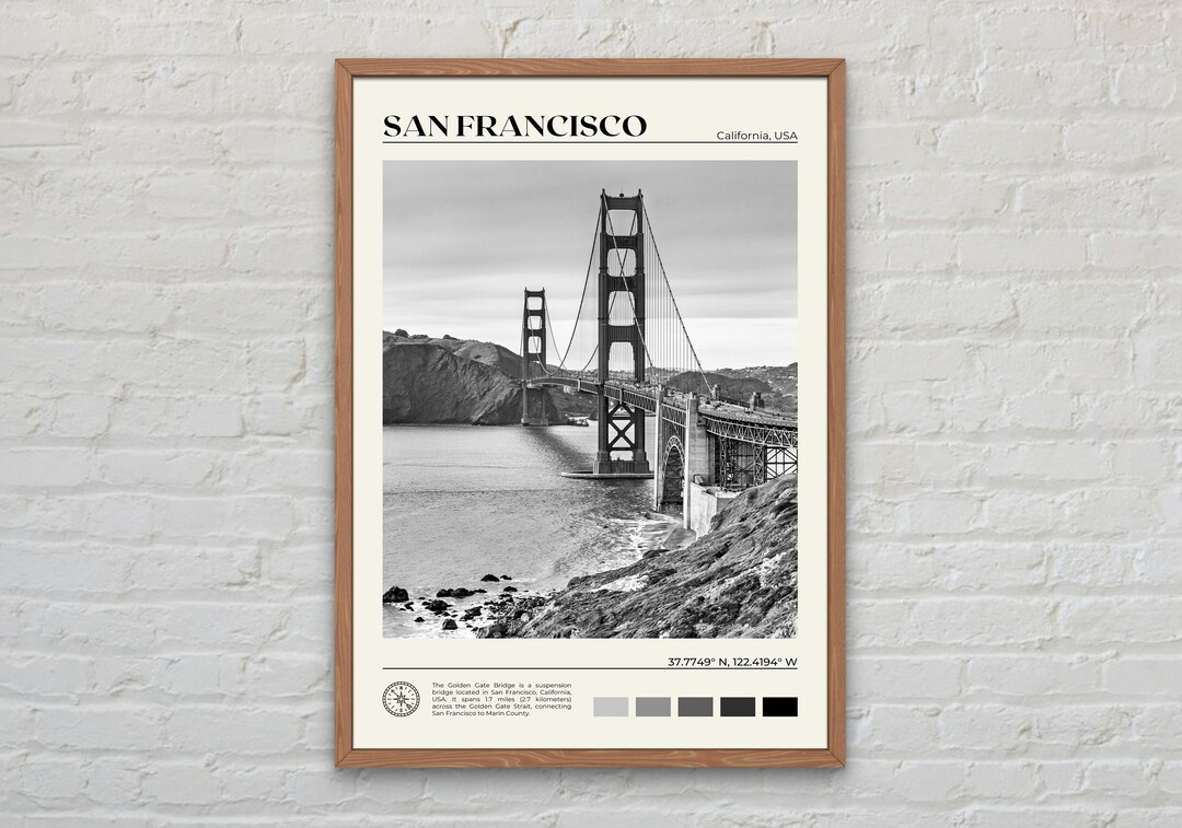 Black and White, San Francisco Bay Area Print, Bay Area Wall Art, Bay ...
