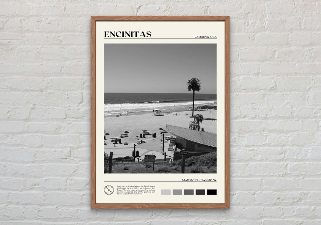 Black and White, Encinitas Print, Encinitas Wall Art, Encinitas Poster, Encinitas Photo ...