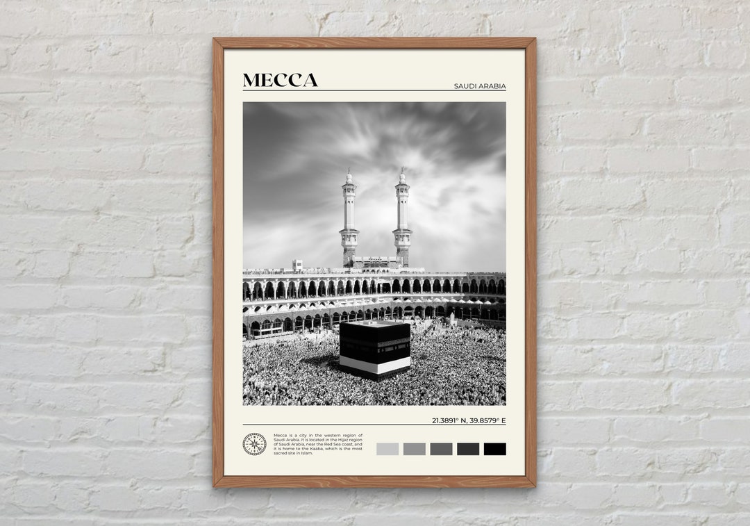 Black and White, Mecca Print, Mecca Wall Art, Mecca Poster, Mecca Photo ...