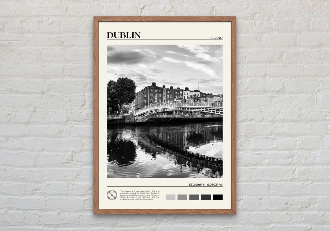 Black and White, Dublin Print, Dublin Wall Art, Dublin Poster, Dublin ...