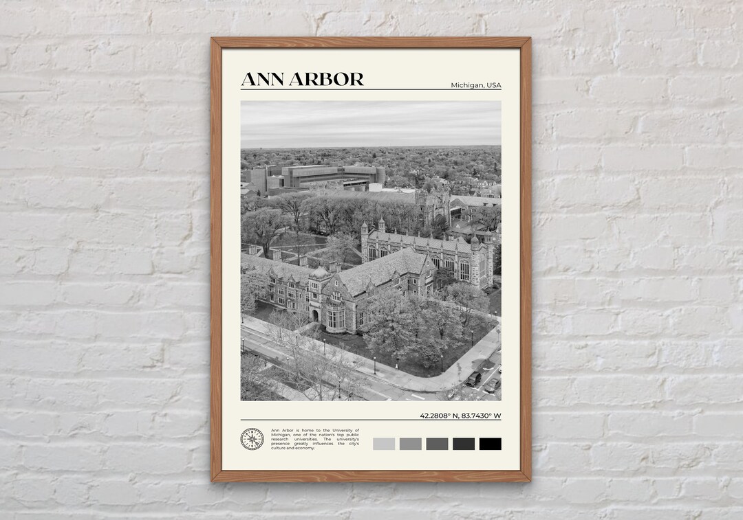 Black and White, Ann Arbor Print, Ann Arbor Wall Art, Ann Arbor Poster ...