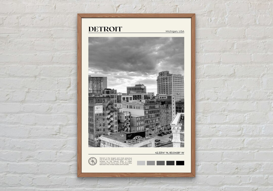 Black and White, Detroit Print, Detroit Wall Art, Detroit Poster ...