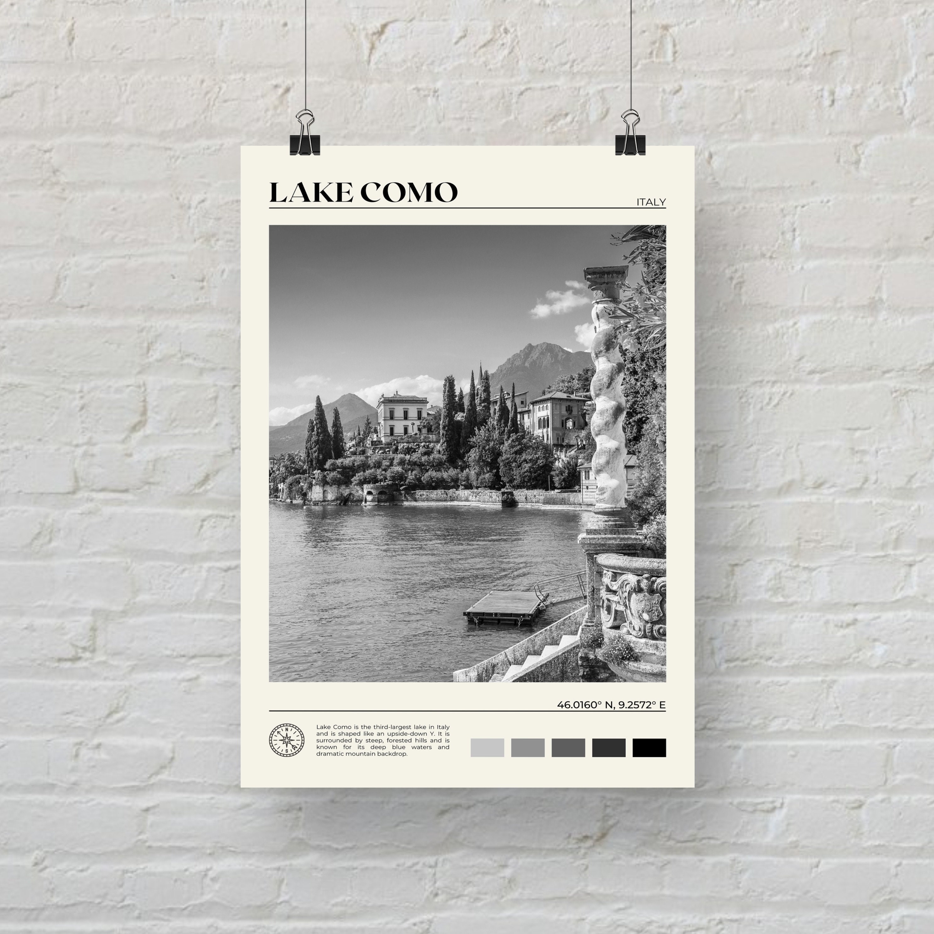 Black and White, Lake Como Print, Lake Como Wall Art, Lake Como Poster ...