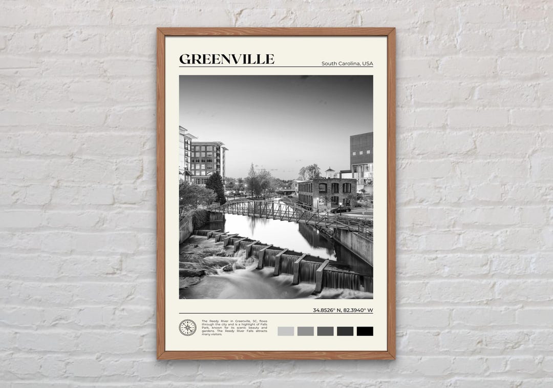 Black and White, Greenville Island Print, Greenville Wall Art ...