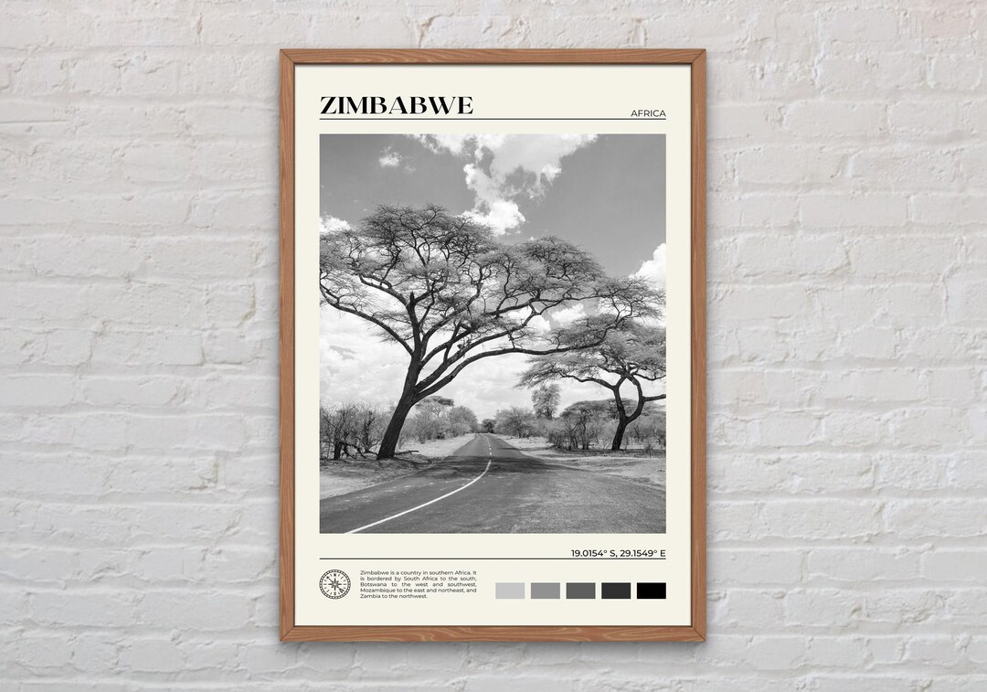 Black and White, Zimbabwe Print, Zimbabwe Wall Art, Zimbabwe Poster ...