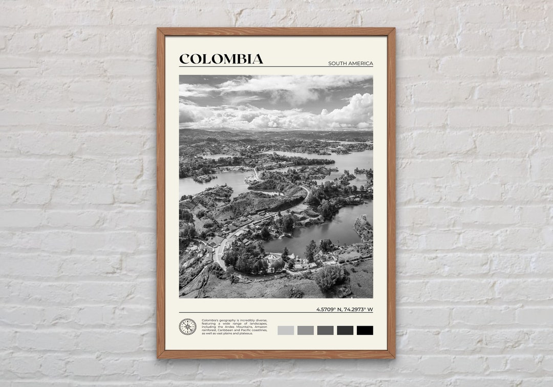 Black and White, Colombia Print, Colombia Wall Art, Colombia Poster ...
