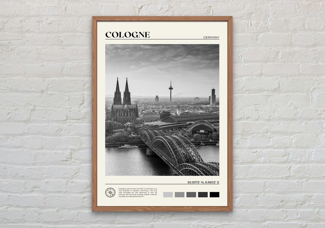 Black and White, Cologne Print, Cologne Wall Art, Cologne Poster ...