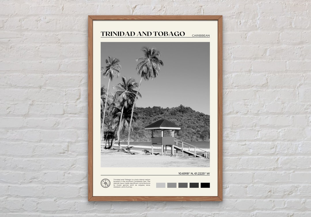 Black and White, Trinidad and Tobago Print, Trinidad and Tobago Wall ...