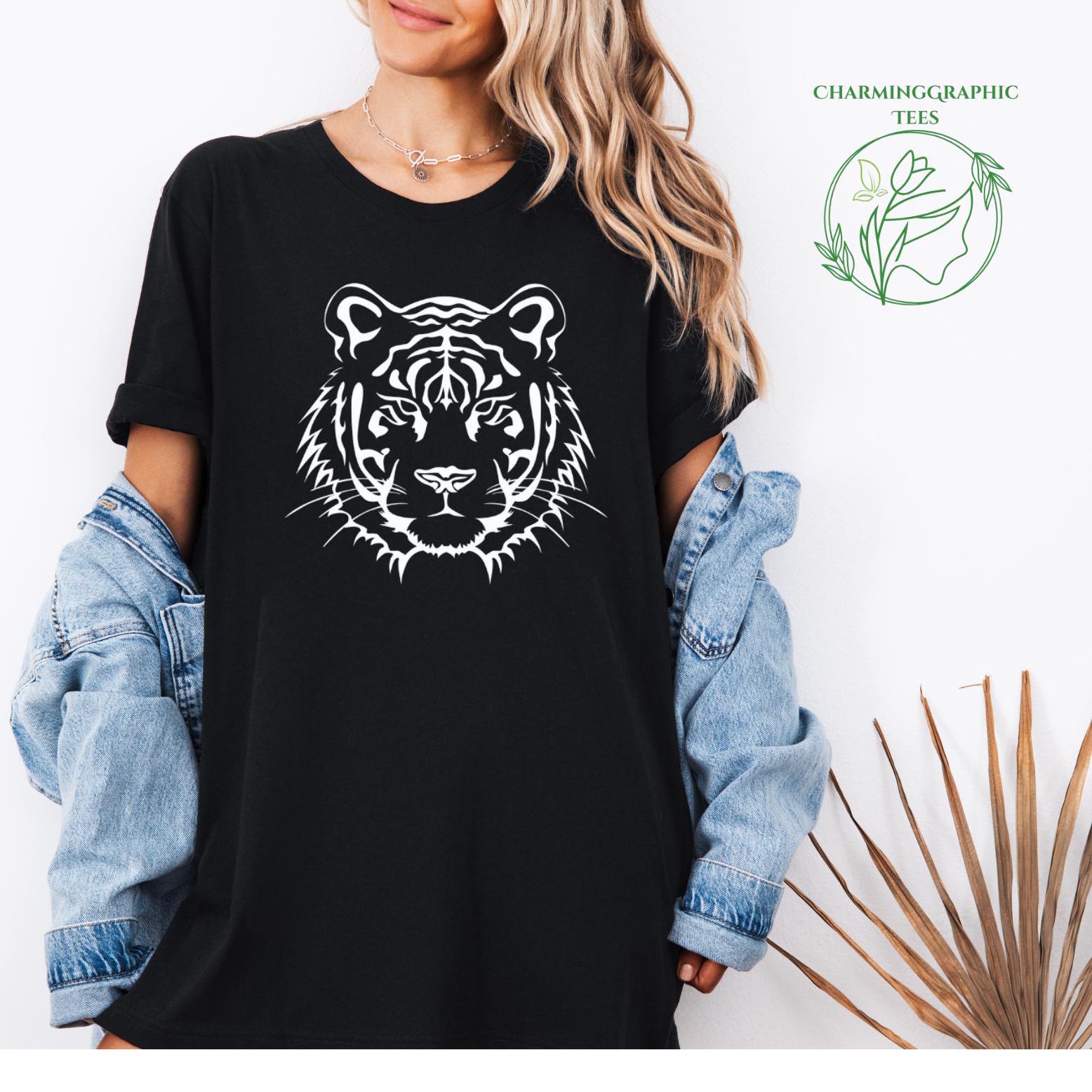 Tiger Shirt, Tiger Face, School Mascot Shirt, Tiger Face, Gift for Her ...