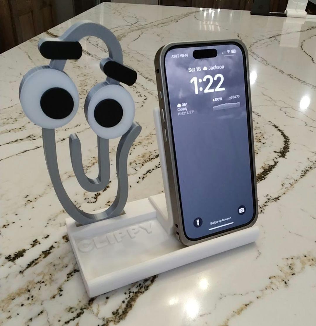 3d Printed Microsoft Clippy With Mag Safe Wireless iPhone Stand ...