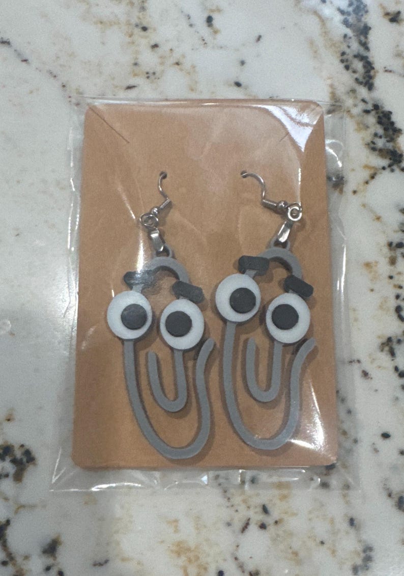 3d Printed Microsoft Clippy Earrings. Set of 2 - Etsy