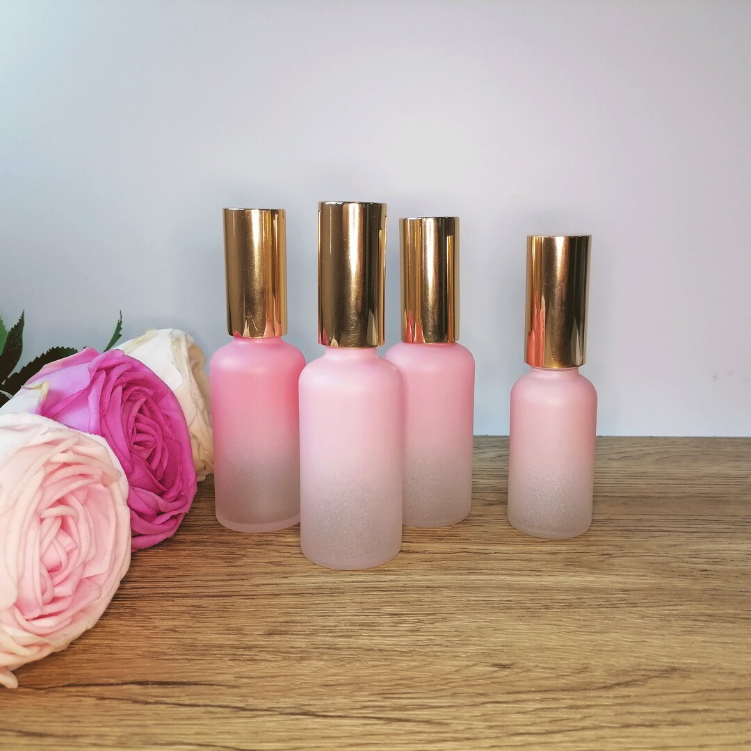 Pink Glass Spray Bottle, Refillable, Reusable, Portable Sprayer, Travel ...