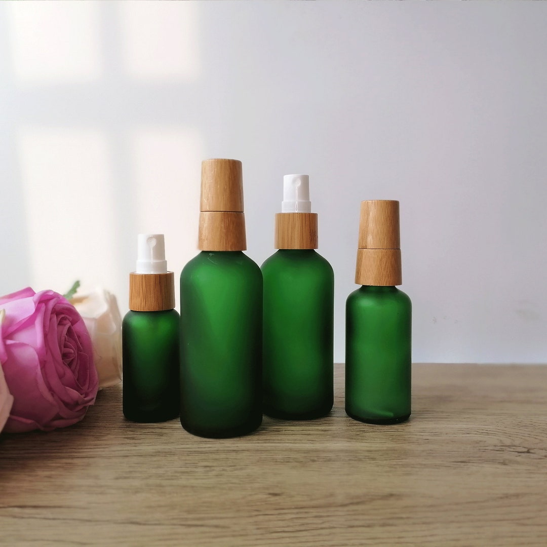 Green Glass Spray Bottle, Clear Empty Travel Spray Bottle, for Cosmetic ...