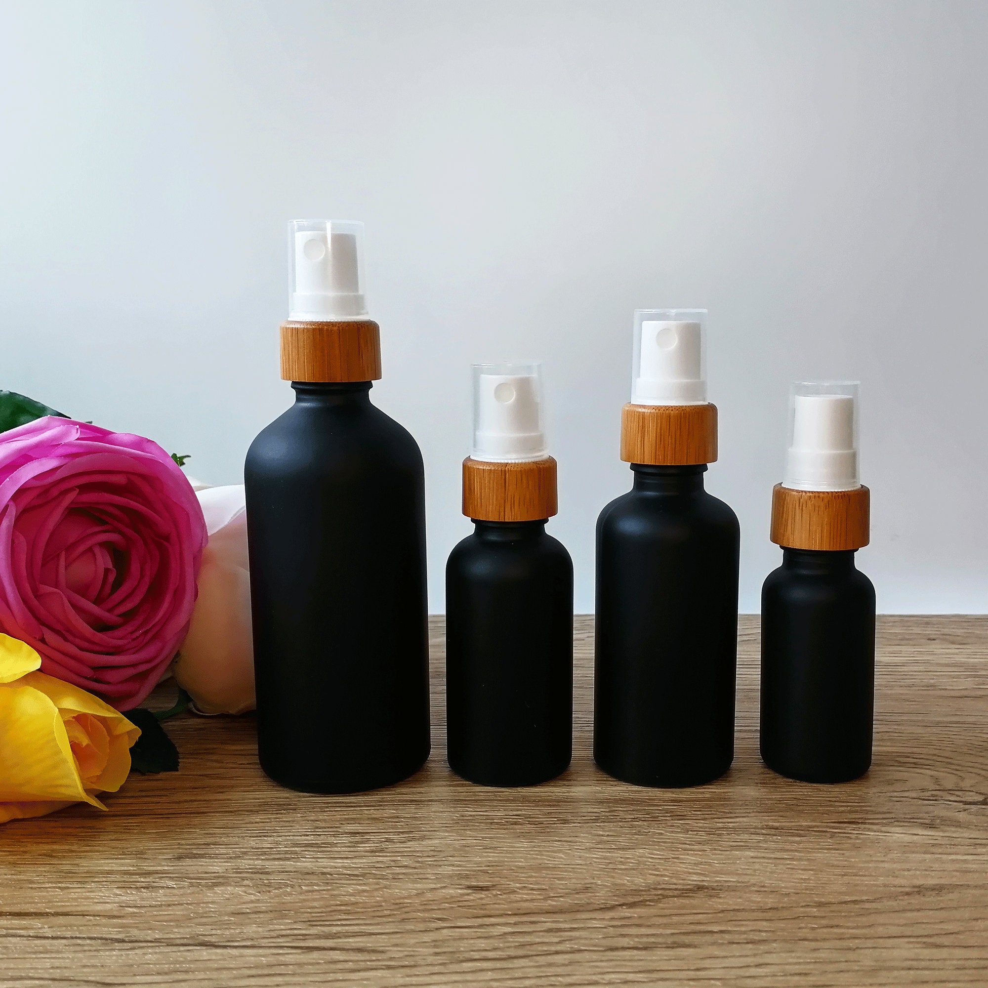 Fine Mist Mister, Matte Black Glass Spray Bottles, Refillable Cosmetic ...