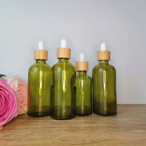 Olive Green Glass Cosmetic Container, Dropper Bottle With Long Eye ...