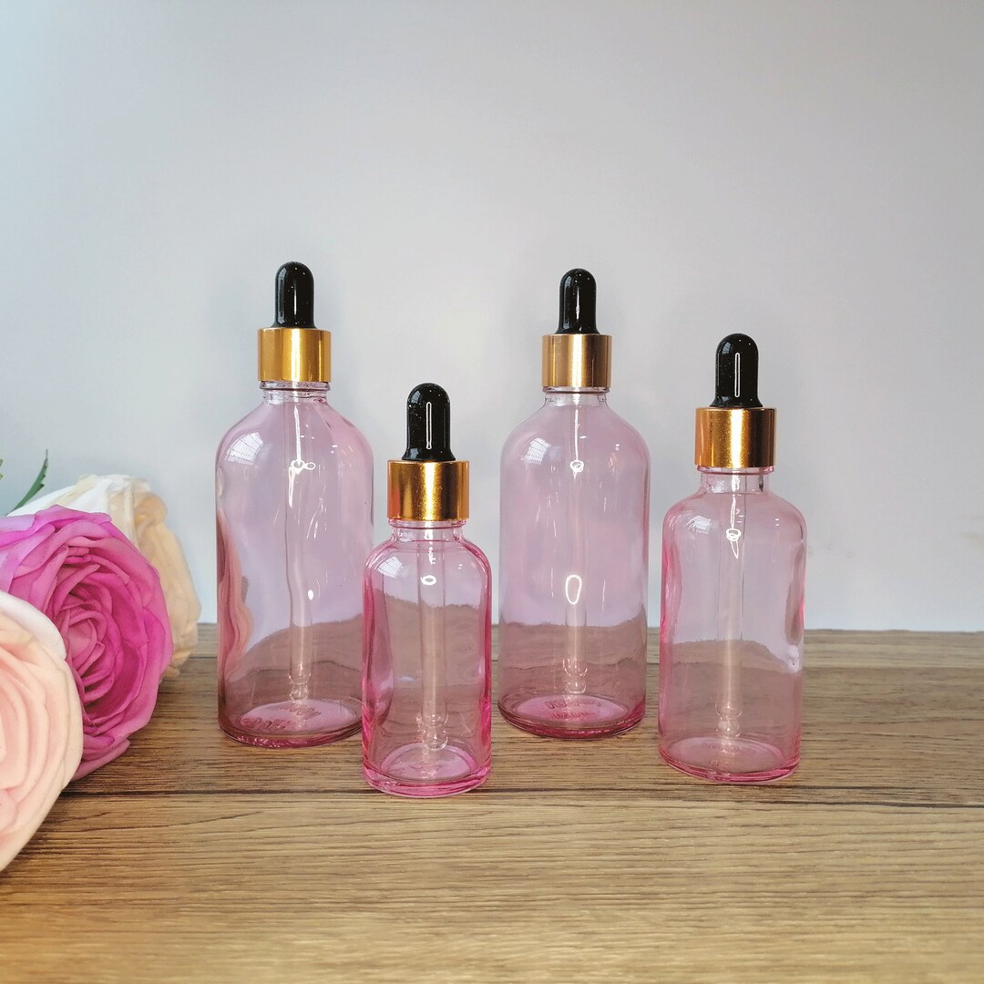 Pink Clear Glass Dropper Bottle, Tincture Bottle With Glass Dropper ...