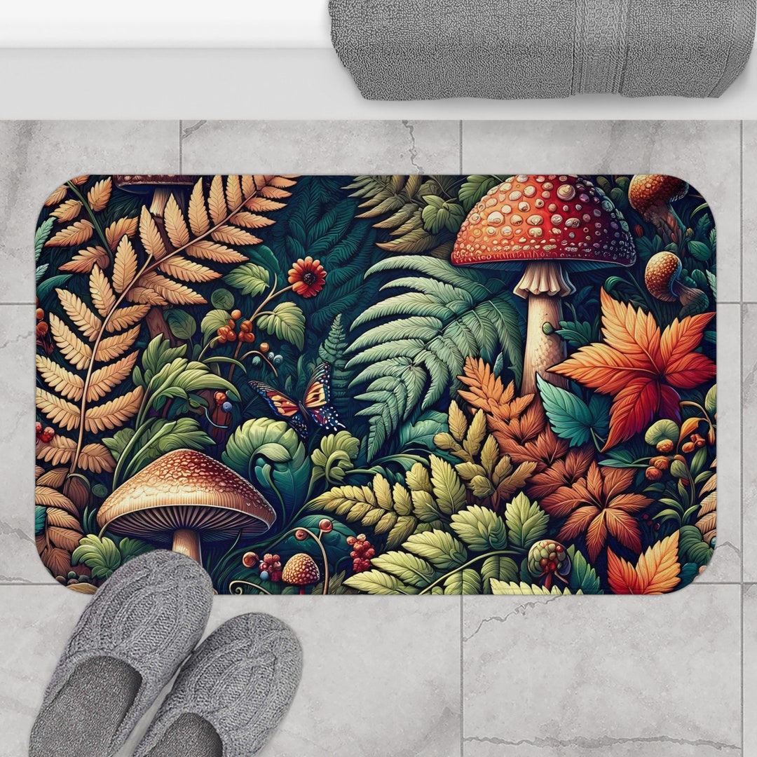 Fall Forest Fauna Foam Bath Mat-woods Mat-autumn Bath-forest Foliage ...