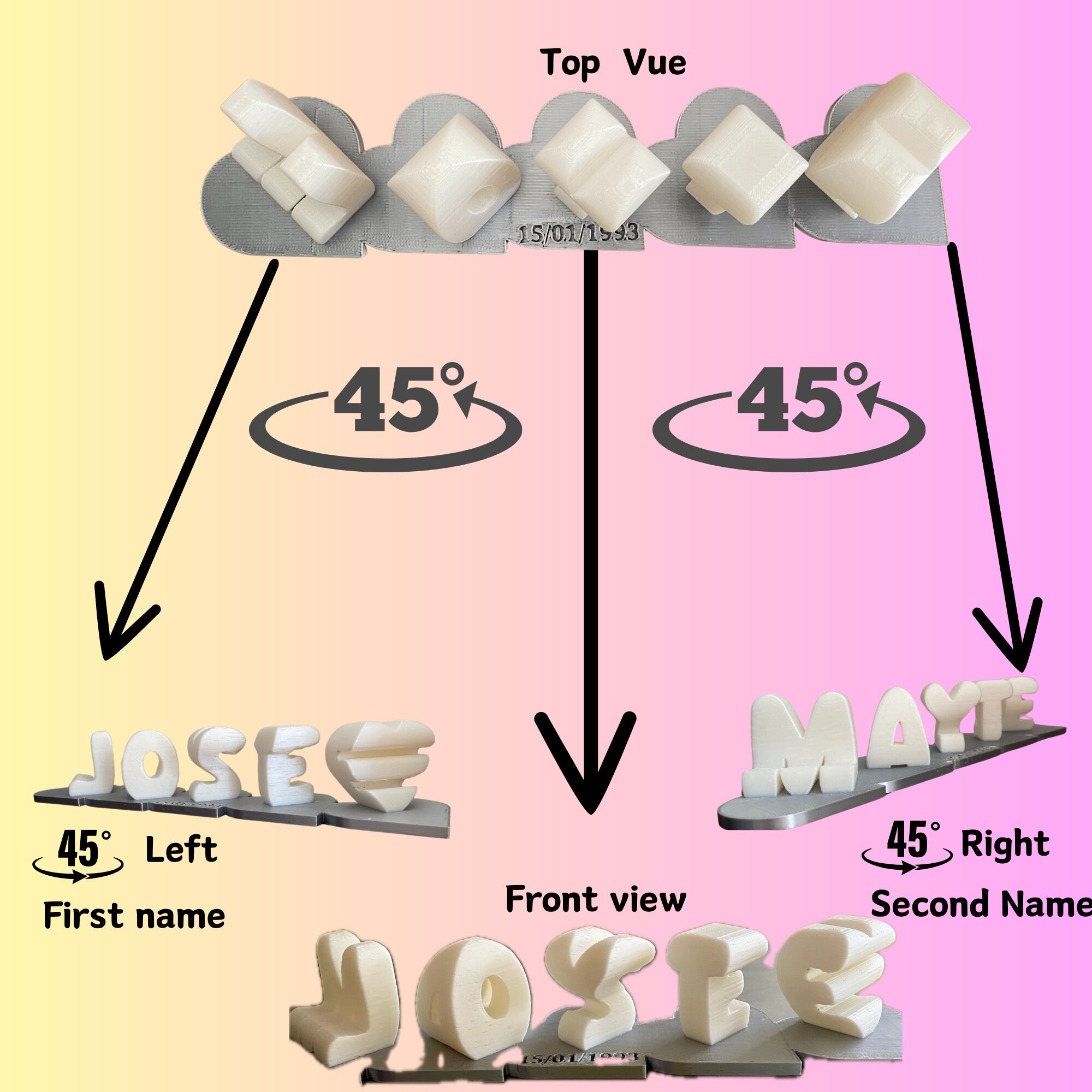 Flip Text Name Plate-custom 3D Personalized Name -house Warming ...