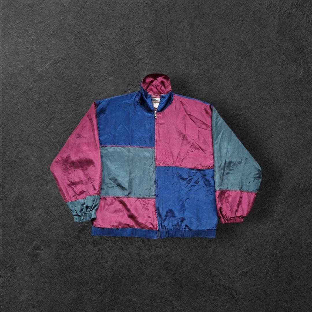 Mens Vintage Silk Outbrook Wind Breaker / Bomber Jacket in Patchwork ...