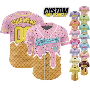 Personalized Ice Cream Drip Baseball Jersey for Men Women Youth Kid ...