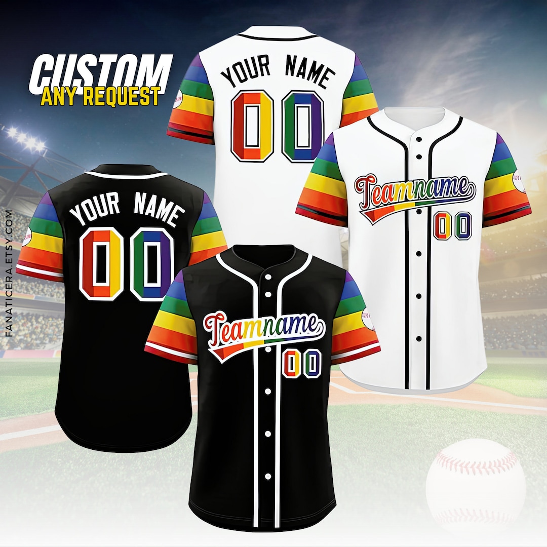 Personalized LGBTQ Team Name and Number Baseball Jersey, Custom LGBT ...