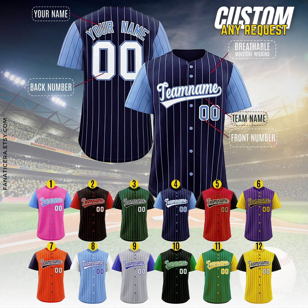 Personalized Name Team,custom Stripe Line Color Baseball Jersey for ...