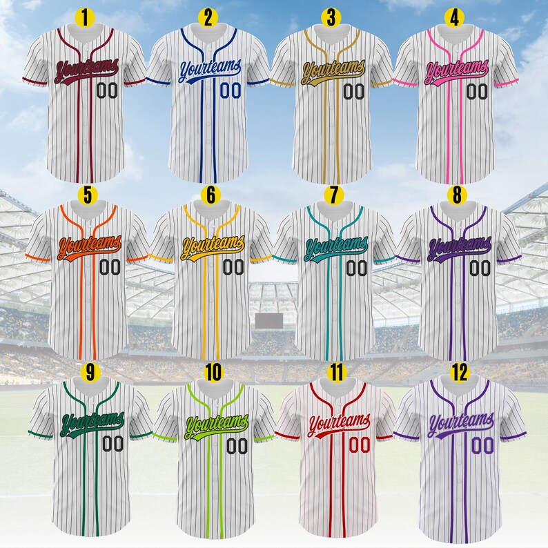 Personalized Name Team,custom Stripe Line Color Baseball Jersey for ...