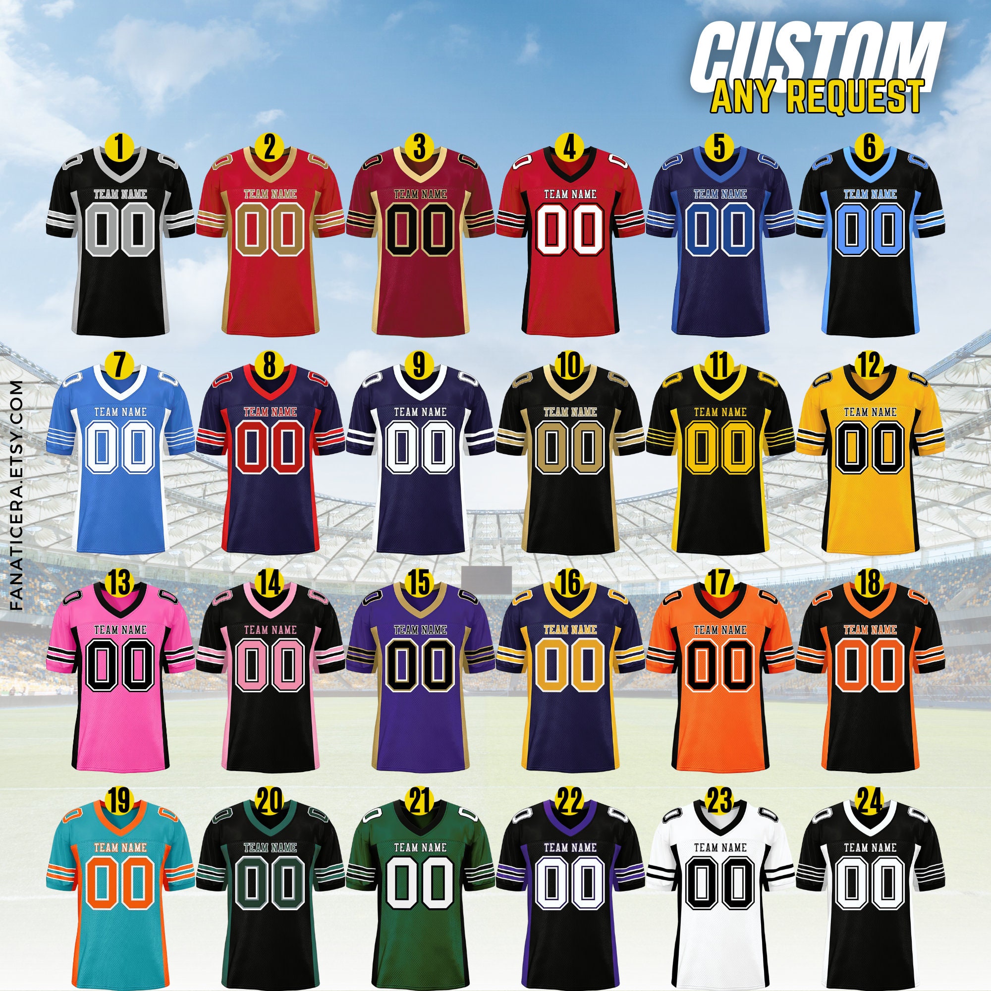 Personalized Football Jersey, Man Short Sleeves V-neck Shirt, Custom ...