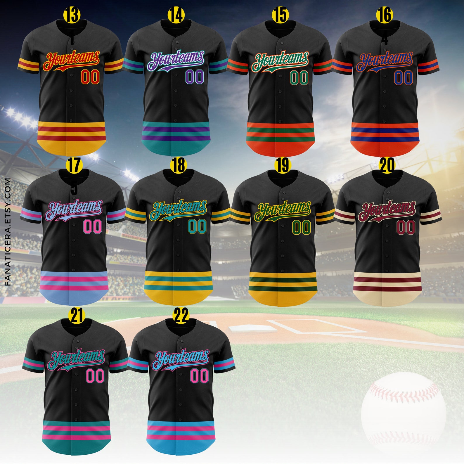 Personalized Team Name and Number Baseball Jersey,custom Baseball ...