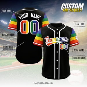 Personalized LGBTQ Team Name and Number Baseball Jersey, Custom LGBT ...