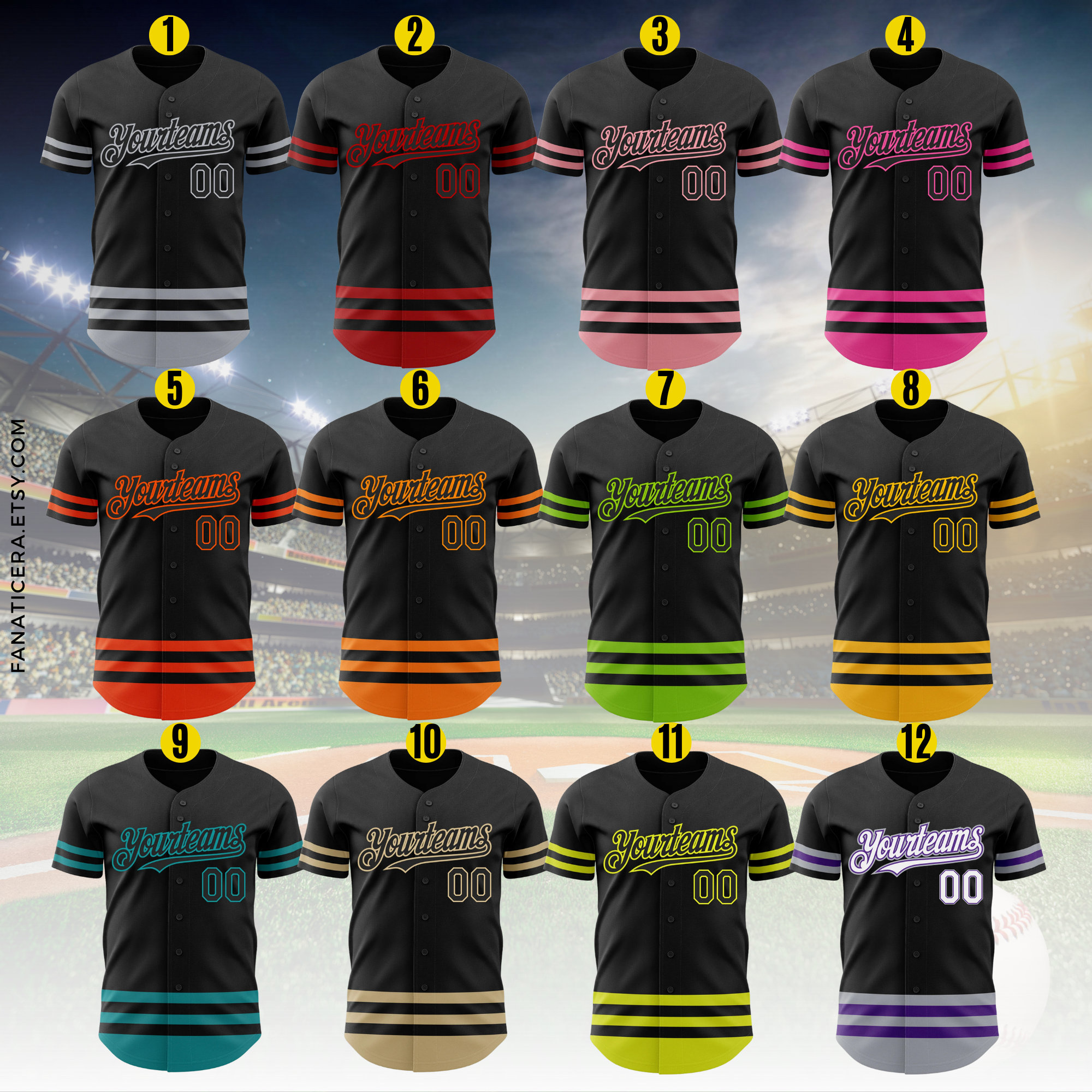 Personalized Team Name and Number Baseball Jersey,custom Baseball ...