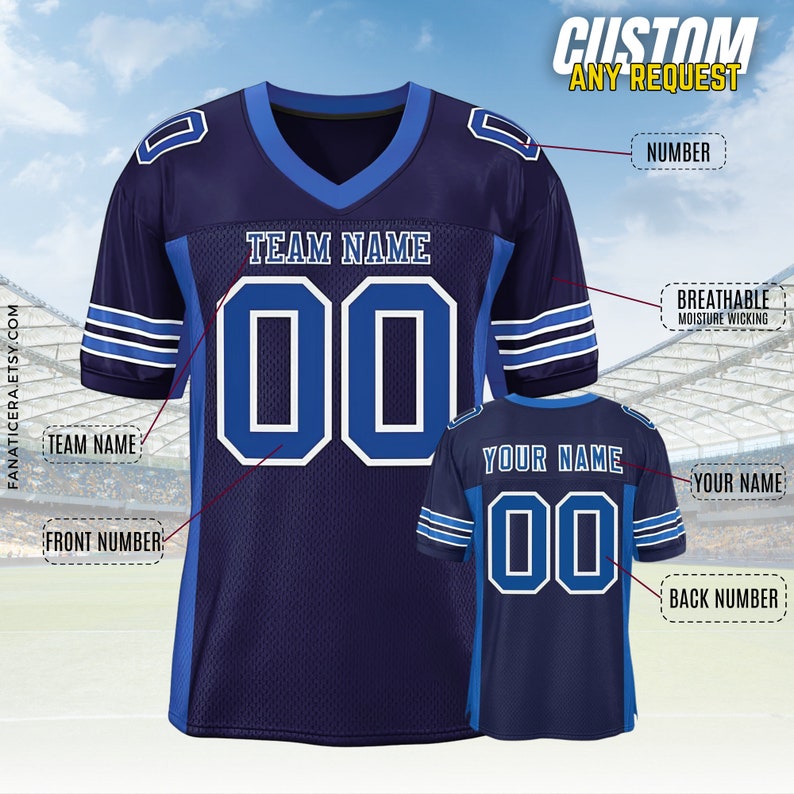 Personalized Football Jersey, Man Short Sleeves V-neck Shirt, Custom ...