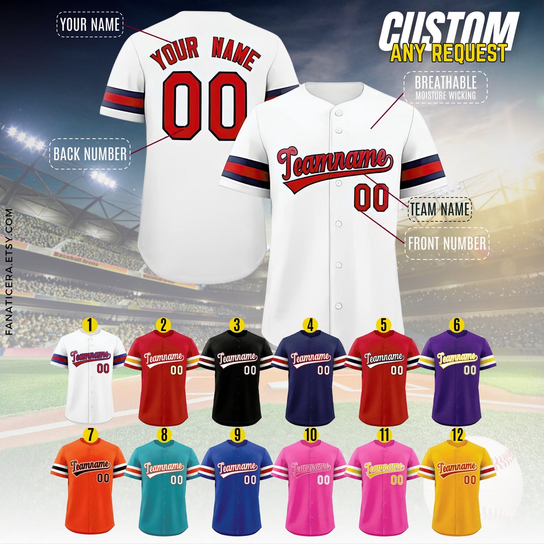 Personalized Team Name and Number Baseball Jersey,custom Baseball ...