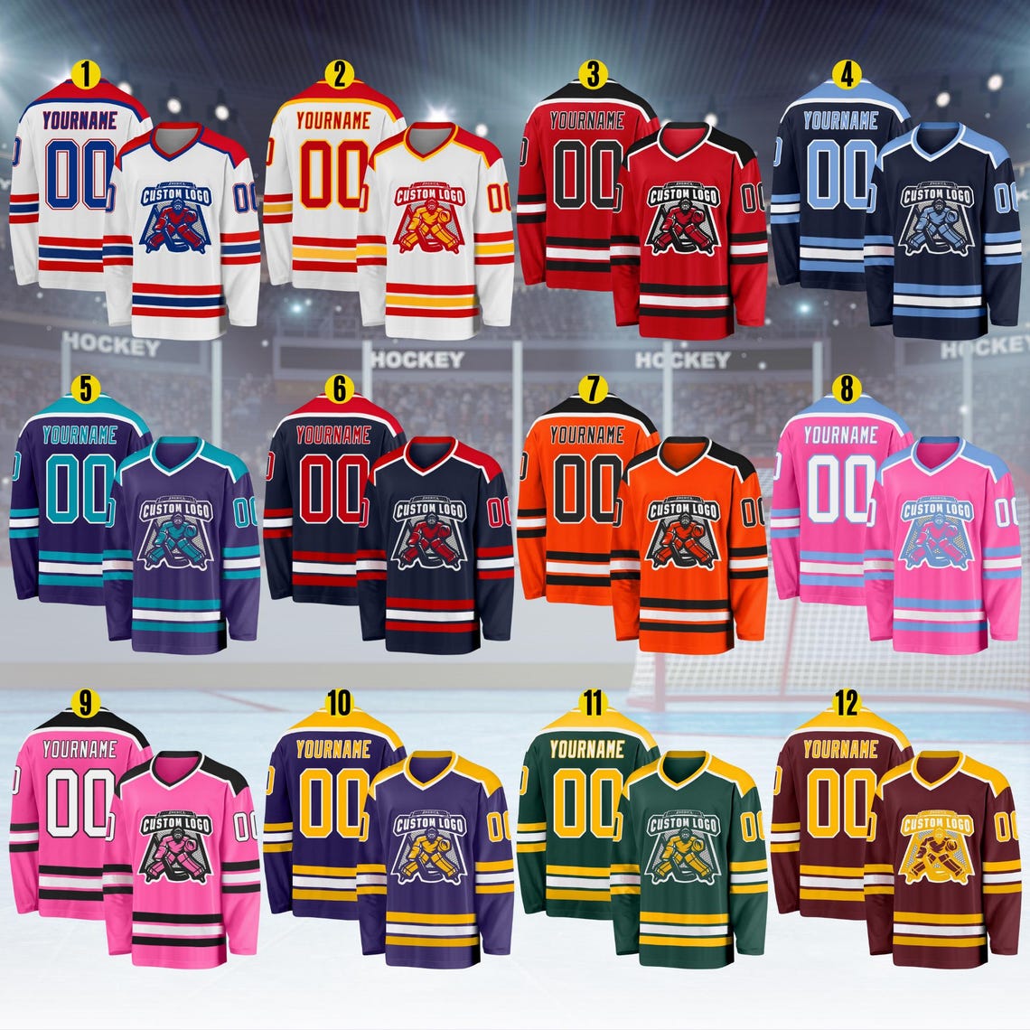 Custom Ice Hockey Jersey for Men Women Youth,sweatshirt Personalized ...