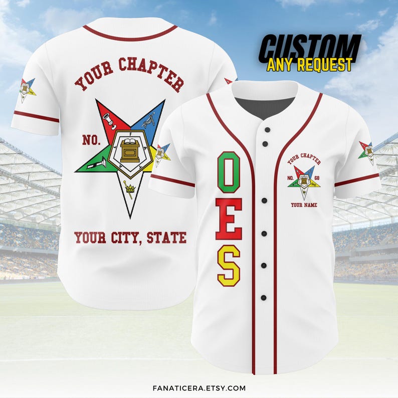 Customize Order of the Eastern Star OES Pentagon Down AF&AM Baseball ...