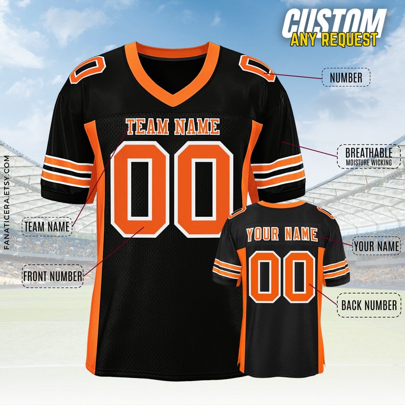 Personalized Football Jersey, Man Short Sleeves V-neck Shirt, Custom ...