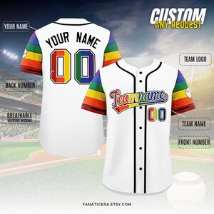 Personalized LGBTQ Team Name and Number Baseball Jersey, Custom LGBT ...