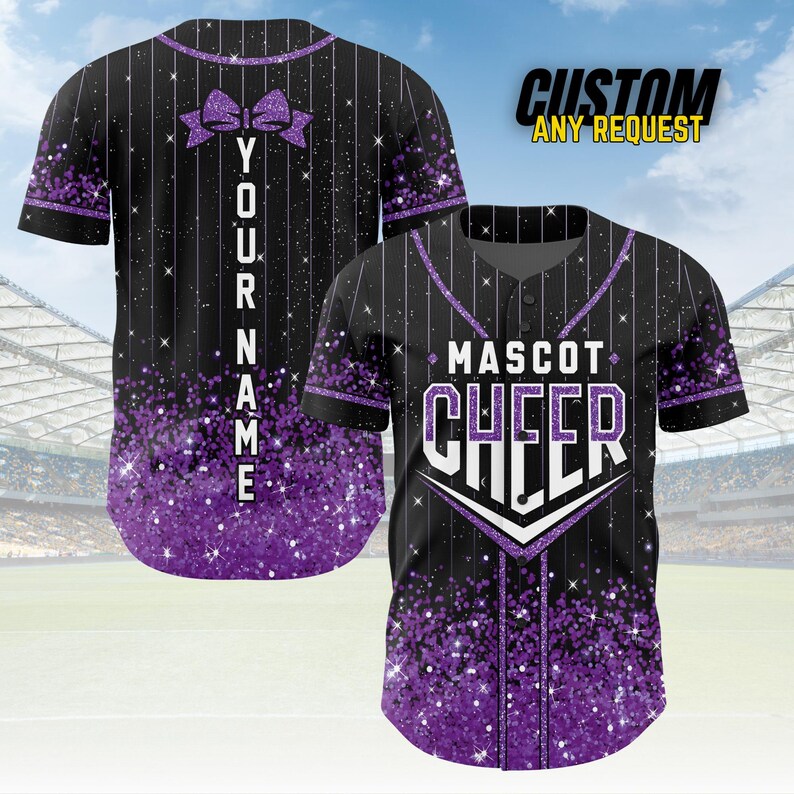 Custom Glitter Baseball Jersey With Team Name Number for Adult Kid ...