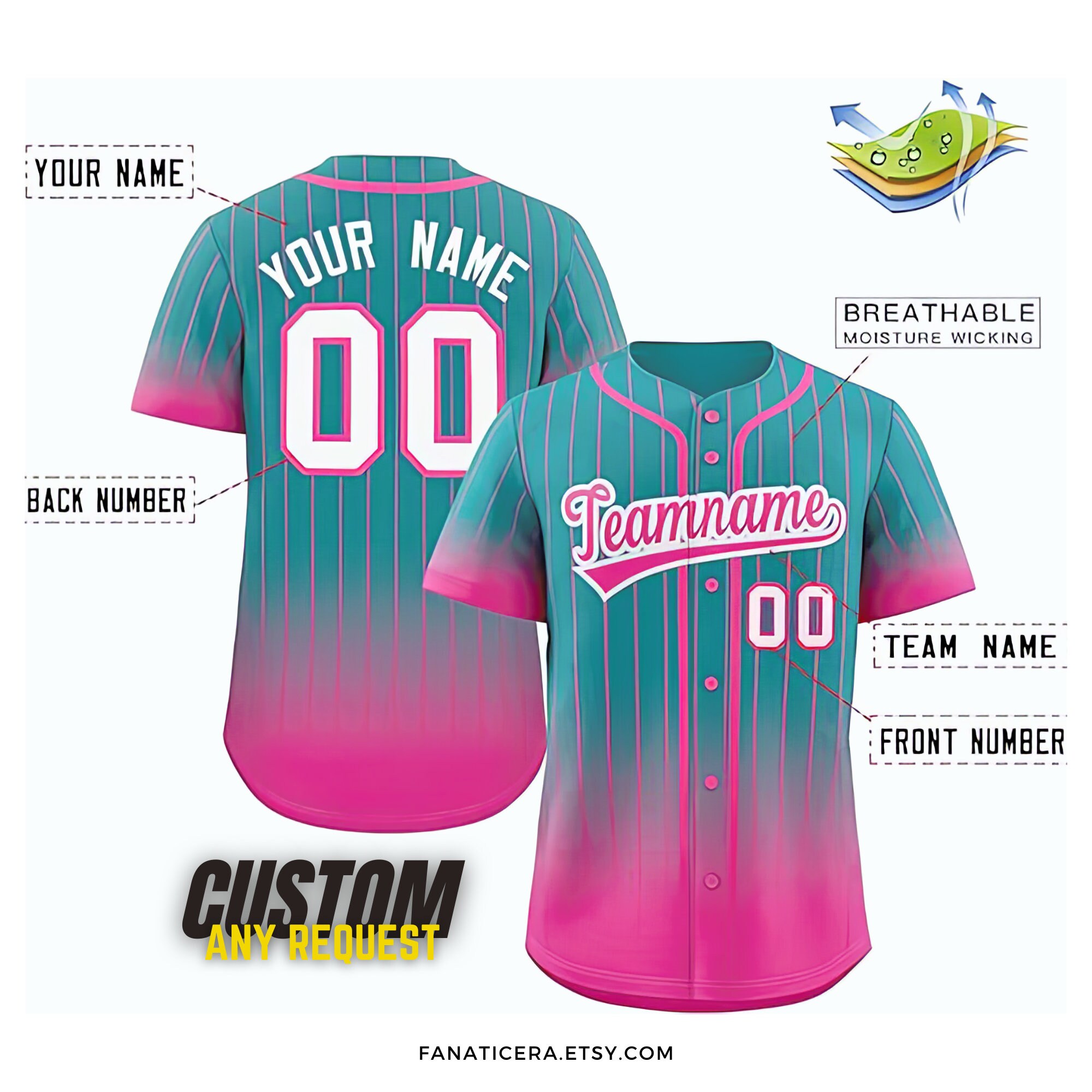 Personalized Team Name and Number Baseball Jersey,custom Baseball ...
