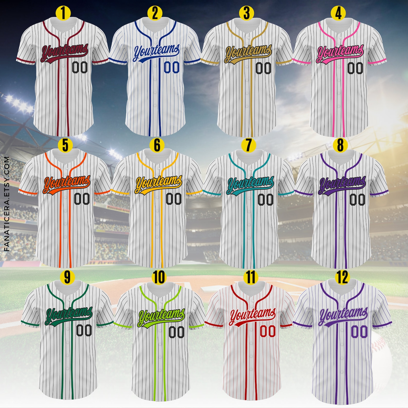 Personalized Name Team,custom Stripe Line Color Baseball Jersey for ...