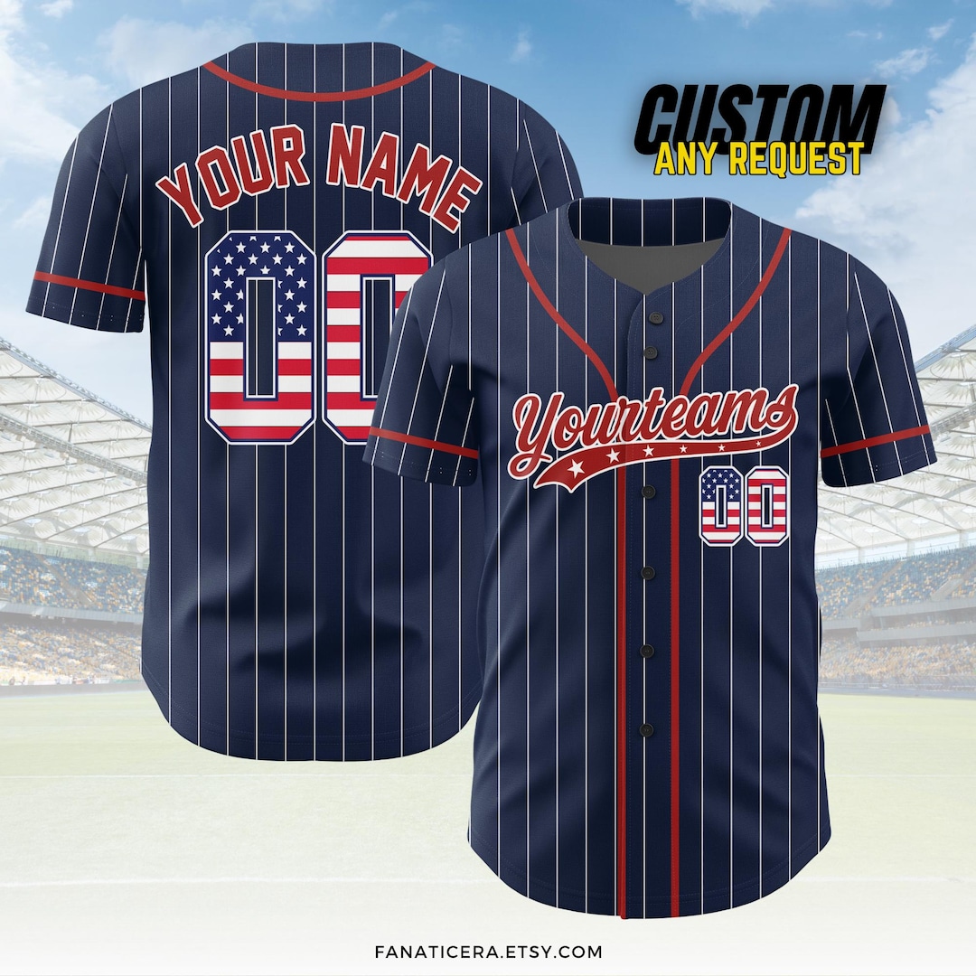 Personalized USA Baseball Jersey,custom Team Name Shirt,american Flag ...