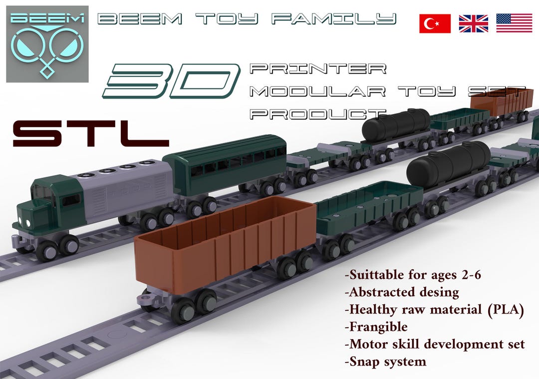 3d Stl Toy Train, Build and Play ,model Train ,creativity - Etsy