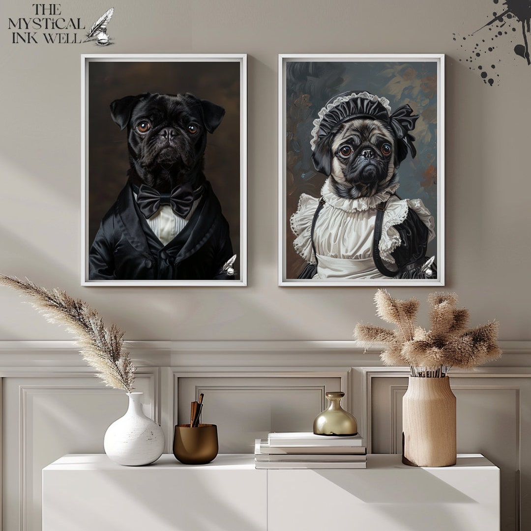 Digital Download of Pug's Dressed as Country House Butler and Maid - Etsy