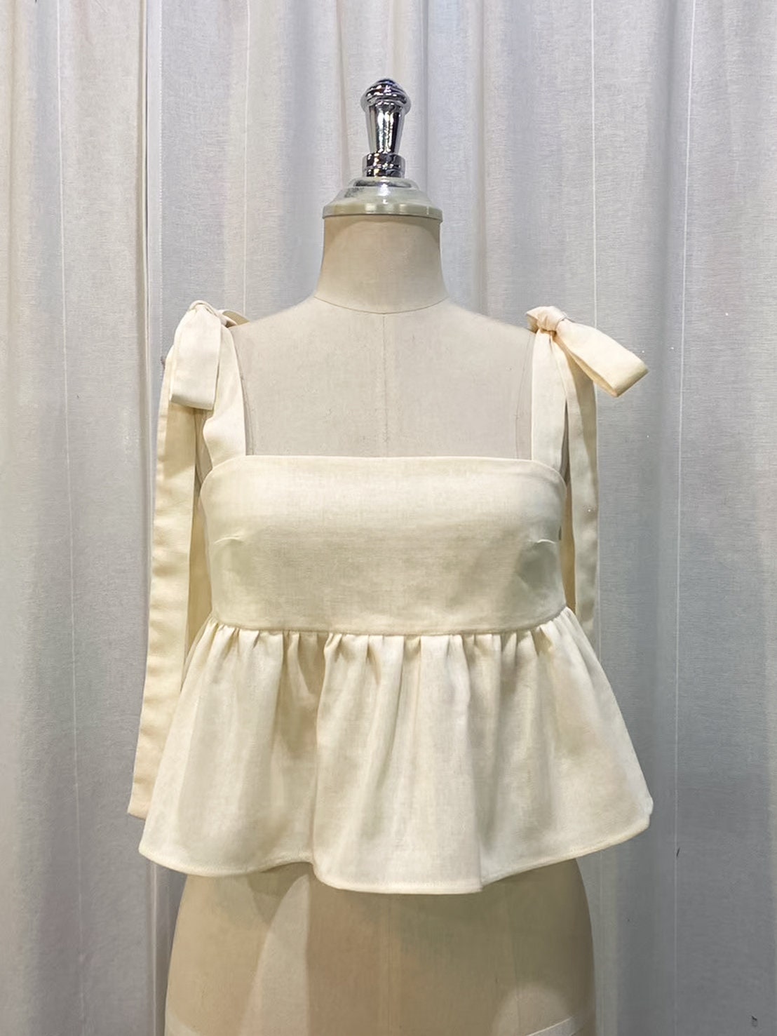 Linen Summer Ruffle Blouse, Bow Straps Dress Pattern, PDF Sewing ...