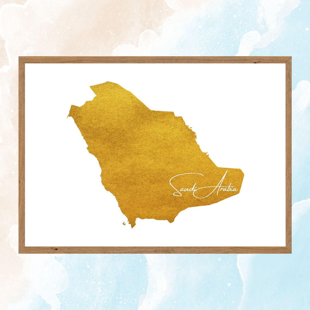 Saudi Arabia Map Poster, Gold Foil Print, Silhouette Poster, Fine Wall ...